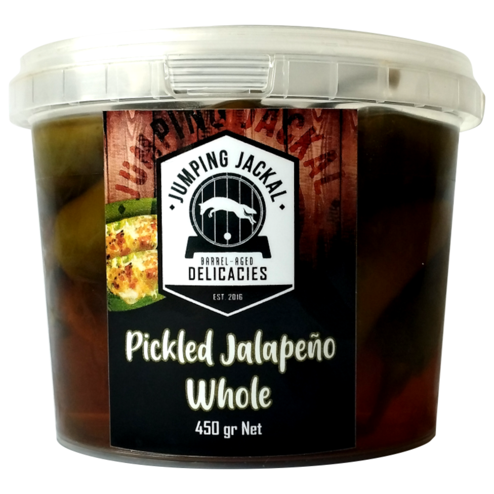 Jumping jackal pickled jalapeno whole tub